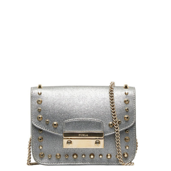 Furla | Bags | Furla Metropolis Studded Chain Shoulder Bag Metallic ...